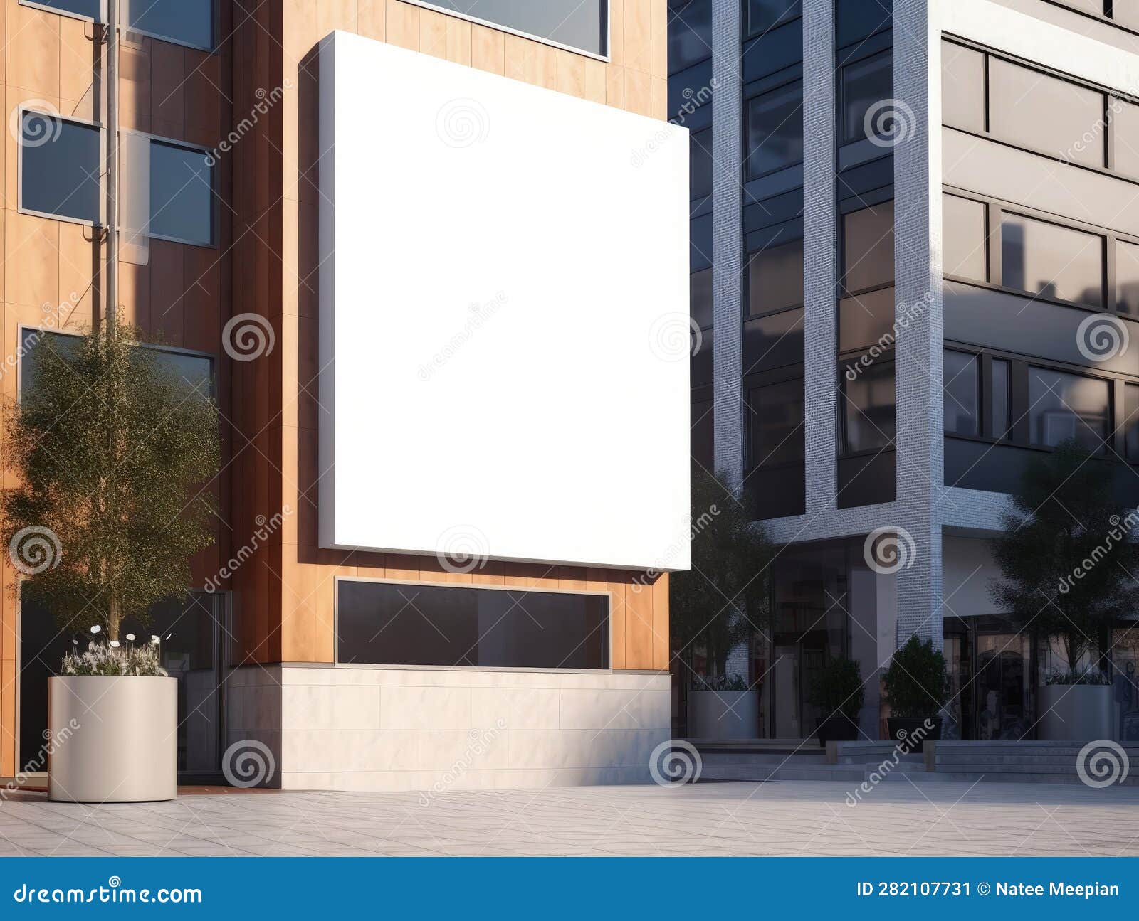 Blank Mock Up Sign on the Building, Advertising Board for Display ...