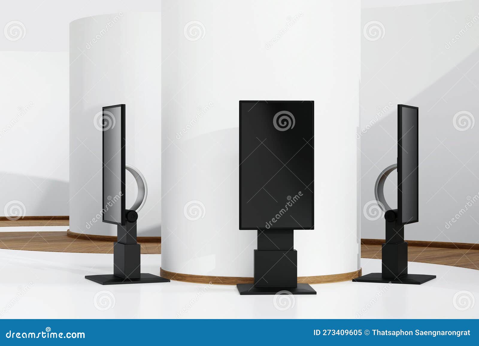 Blank Mock Up Vertical Billboard or LCD Screen Floor Stand Inside ...