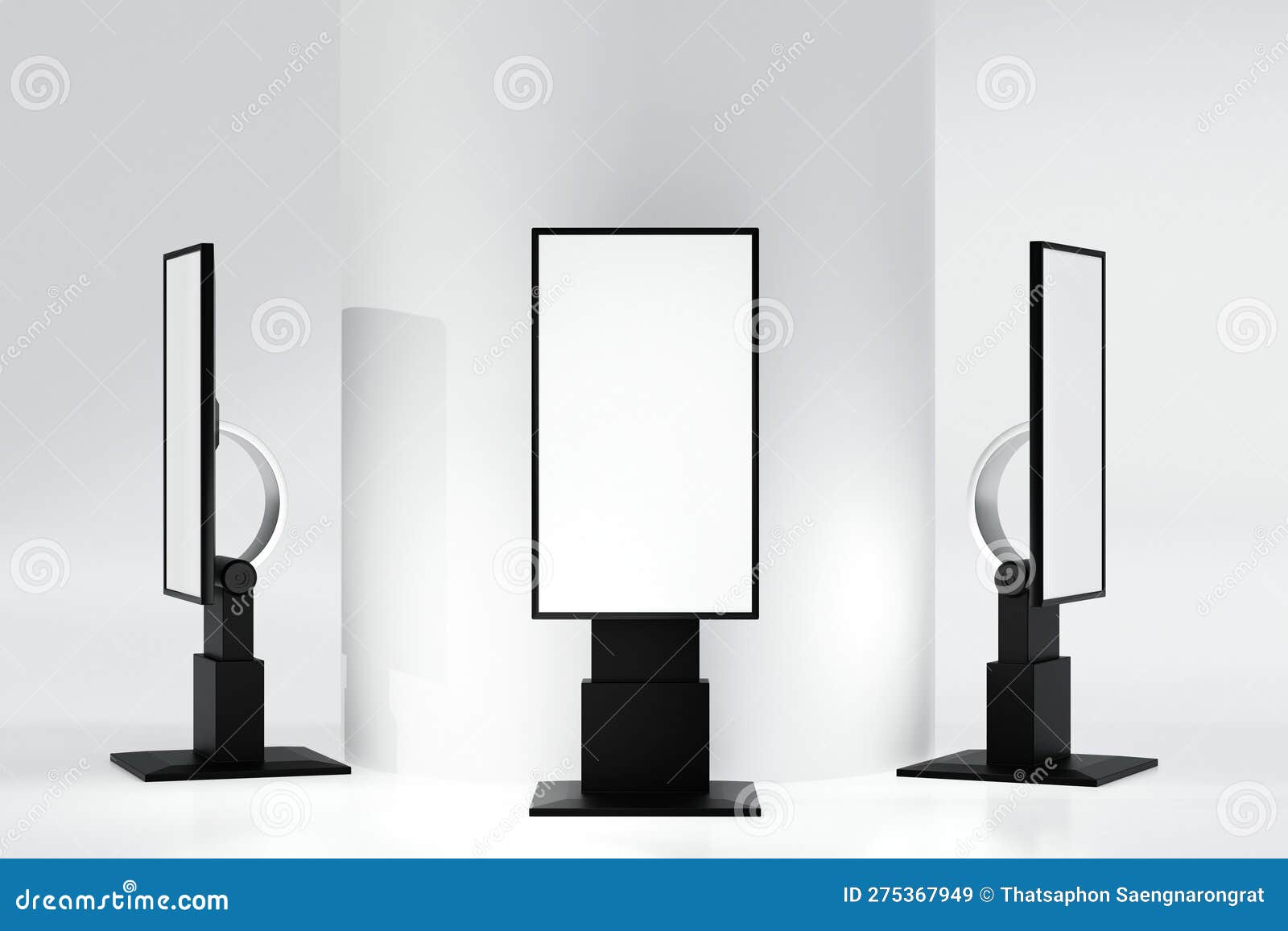Blank Mock Up Vertical Billboard or LCD Screen Floor Stand Inside ...