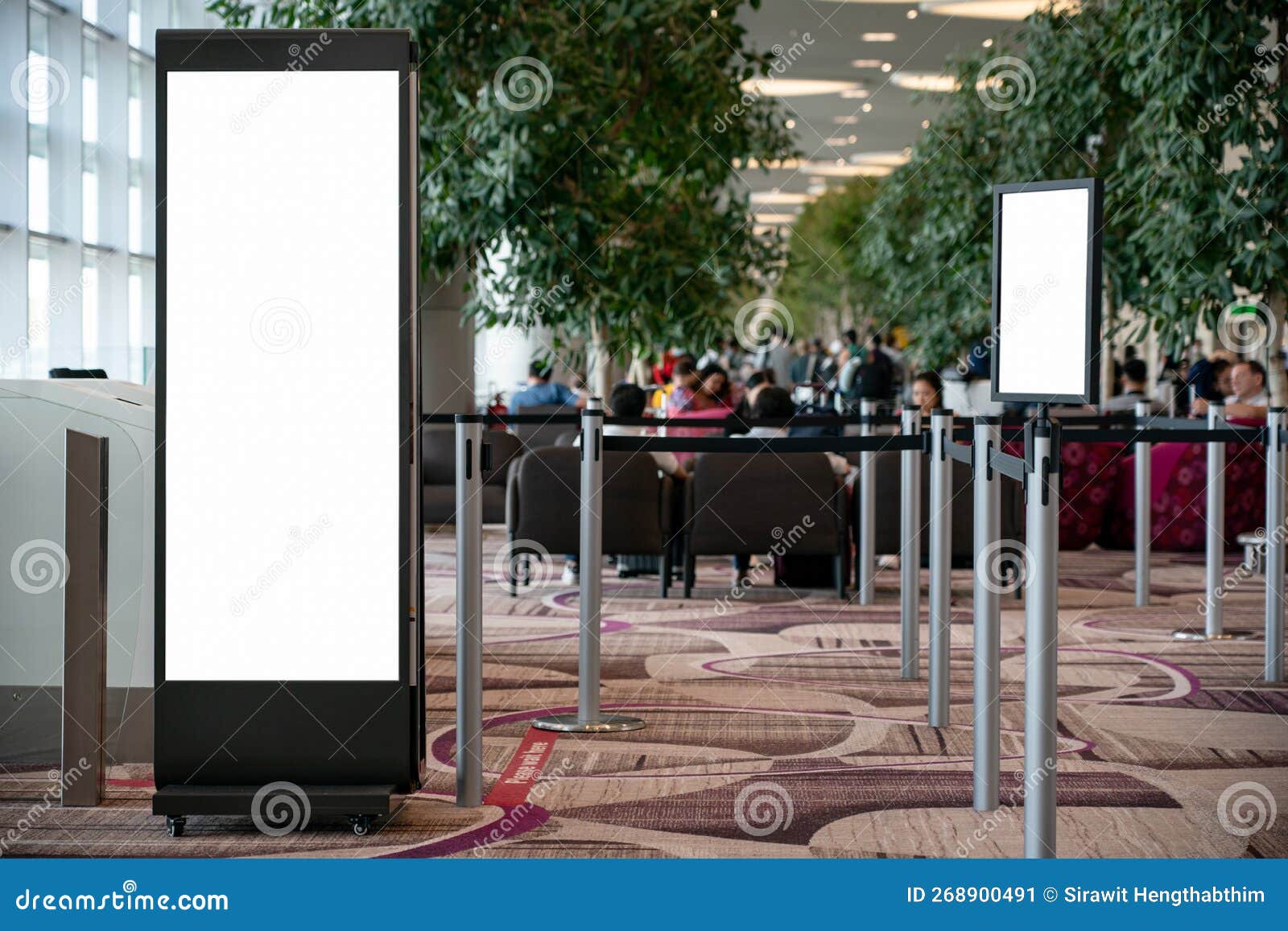 Blank Mock Up White Screen in the Airport Stock Image - Image of ...