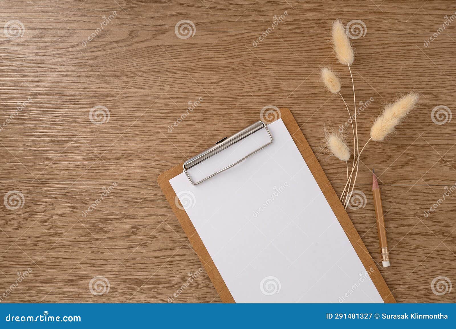 Blank Mockup Board on Wooden Texture Background.Work Desk. Top View ...