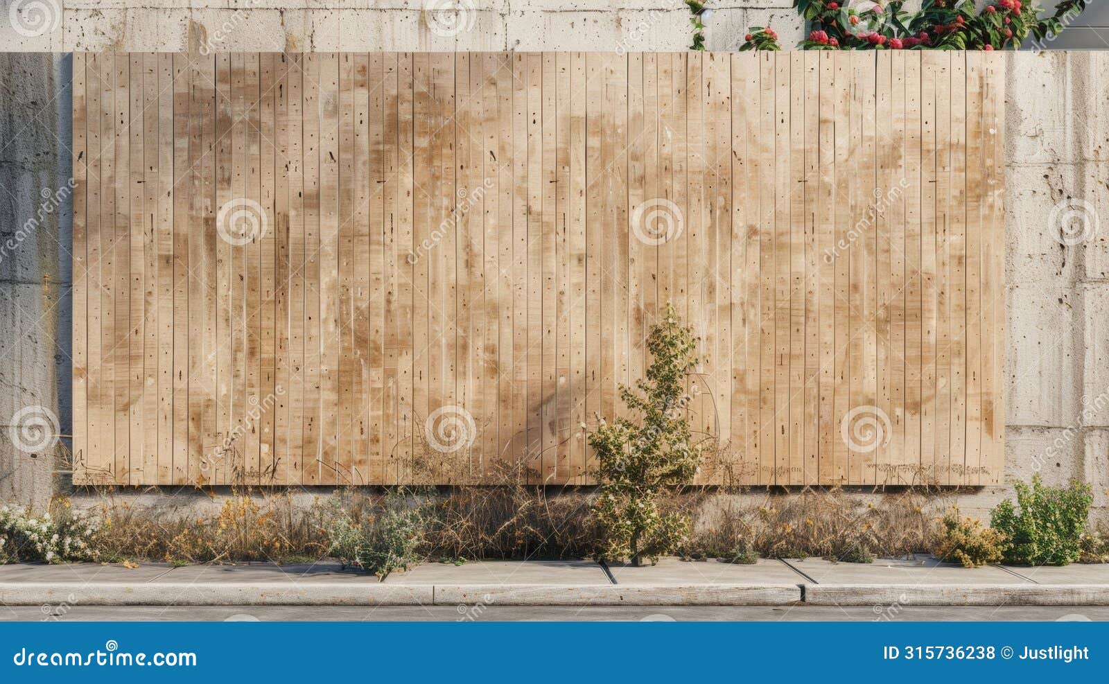 Blank Mockup of a Construction Site Hoarding Featuring a Neutral Wood ...