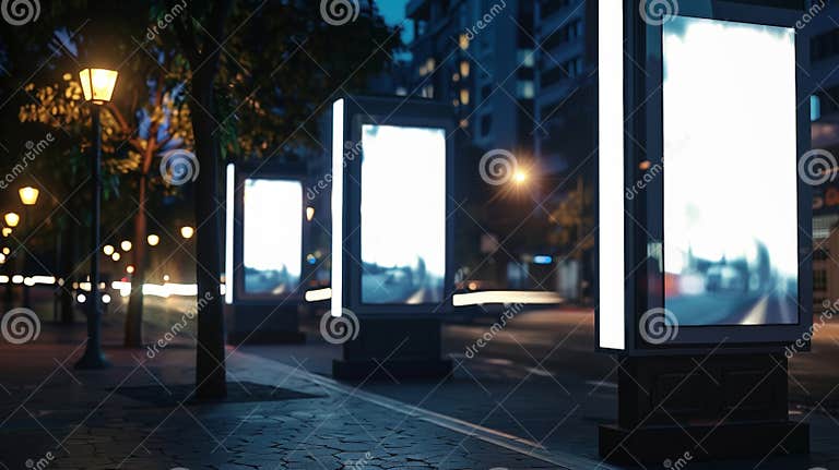 Blank Mockup of Directional Signs with Interactive Touch Screens for ...