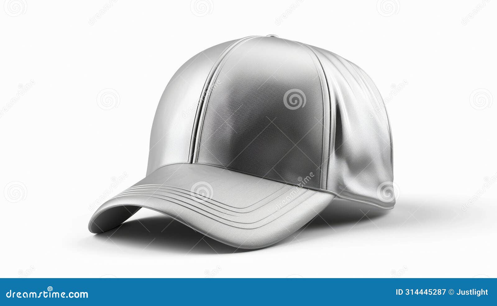 Blank Mockup of a Metallic Silver Baseball Cap with a Curved Brim and ...