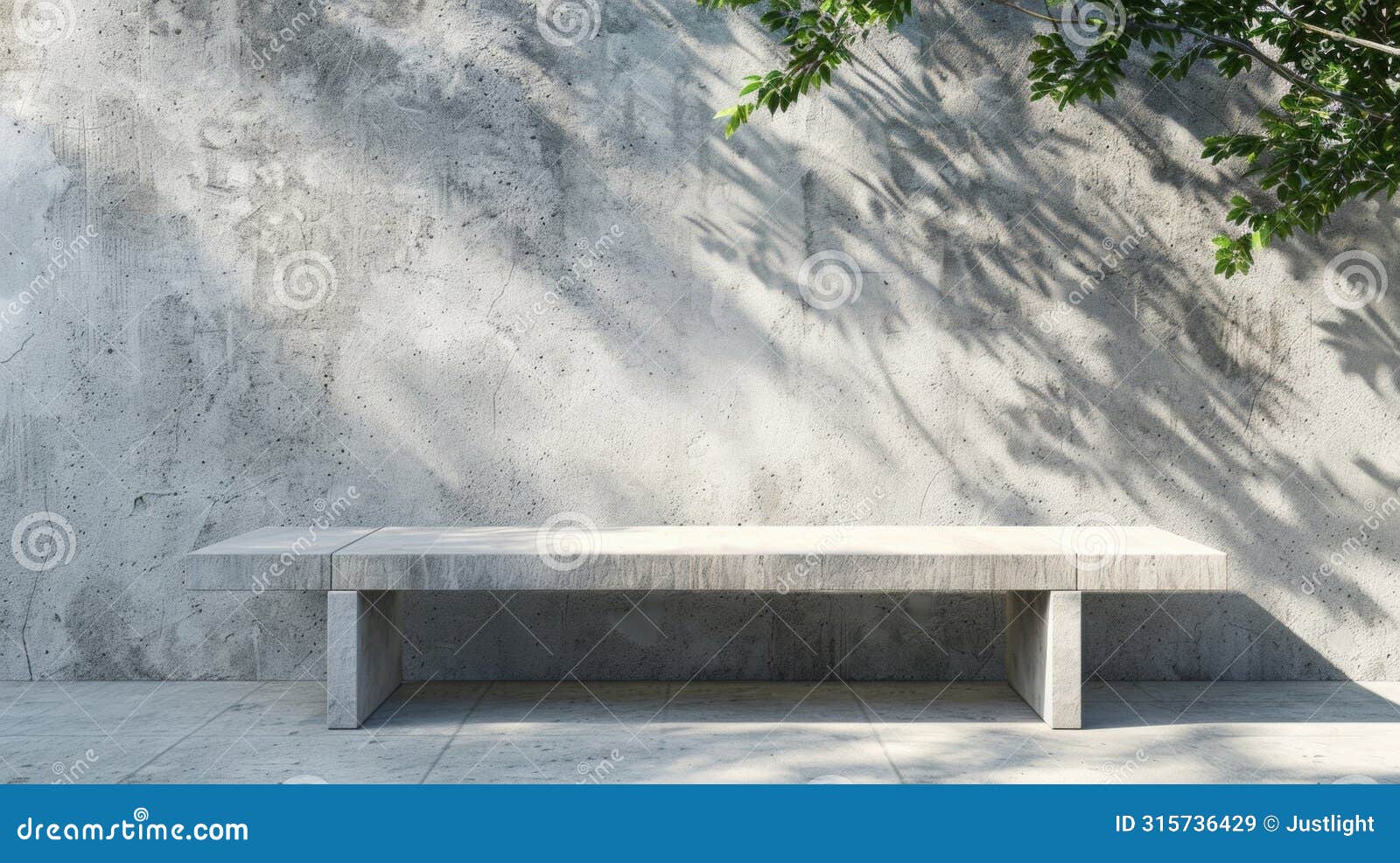 Blank Mockup of a Minimalist Concrete Park Bench with a Long Linear ...