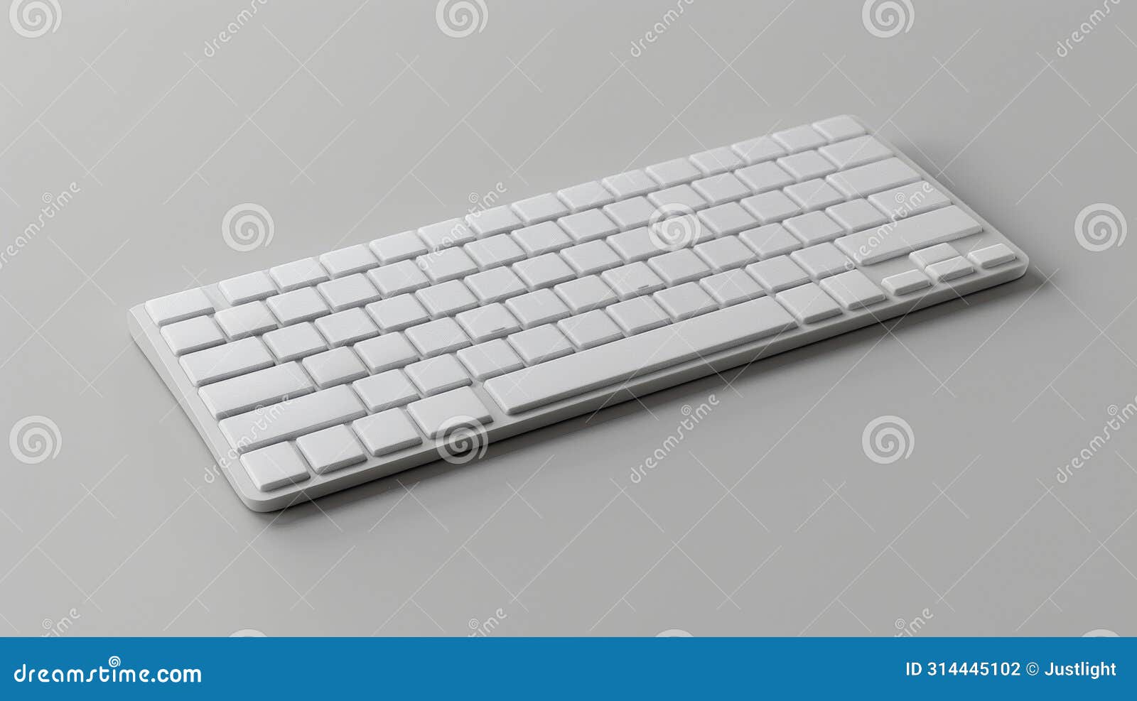Blank Mockup of a Minimalist Silver Keyboard with No Visible Markings ...
