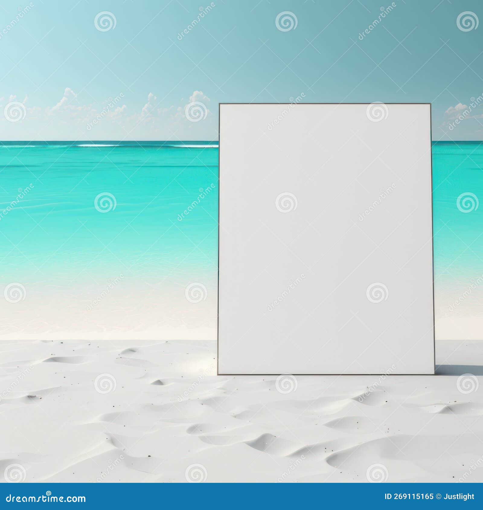 Blank Mockup of Poster Billboard on White Sands and Turquoise Waves, AI ...