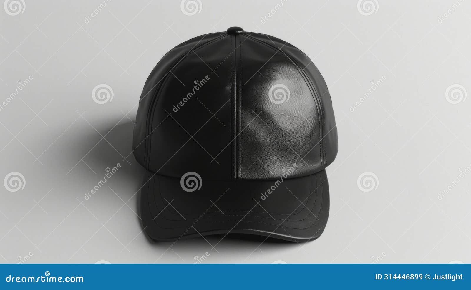 Blank Mockup of a Sleek Black Leather Baseball Cap with a Structured ...