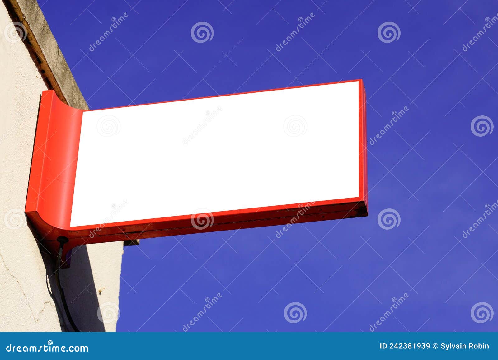 Square Store Signboard Signage On Shop Wall With Blank White Sign Mock ...