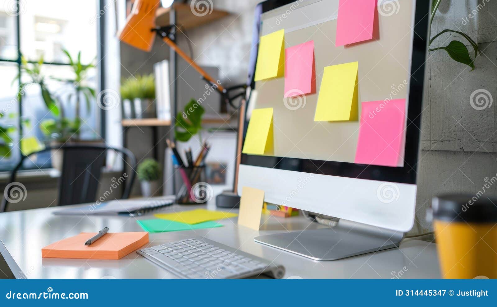 Blank Mockup of a Blank Sticky Note Attached To a Computer Screen with ...