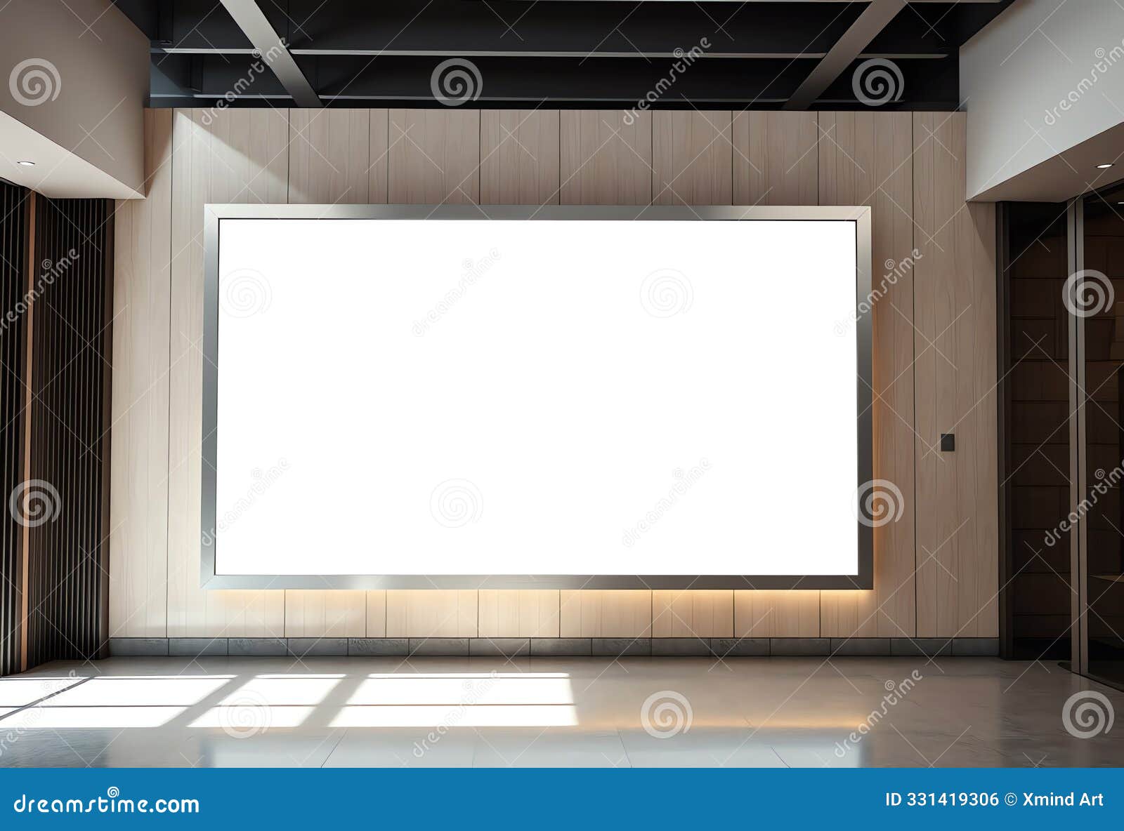 Blank Modern Billboard Sign Copy Space in Hall Room Stock Illustration ...