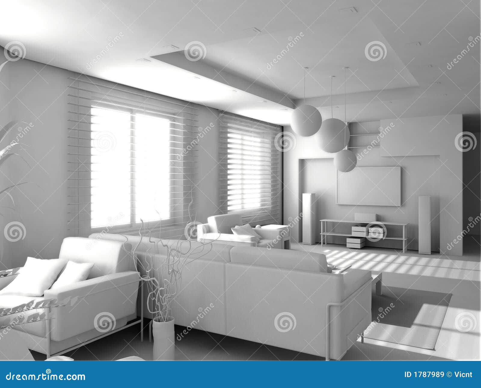 Blank modern interior stock illustration. Illustration of loft - 1787989
