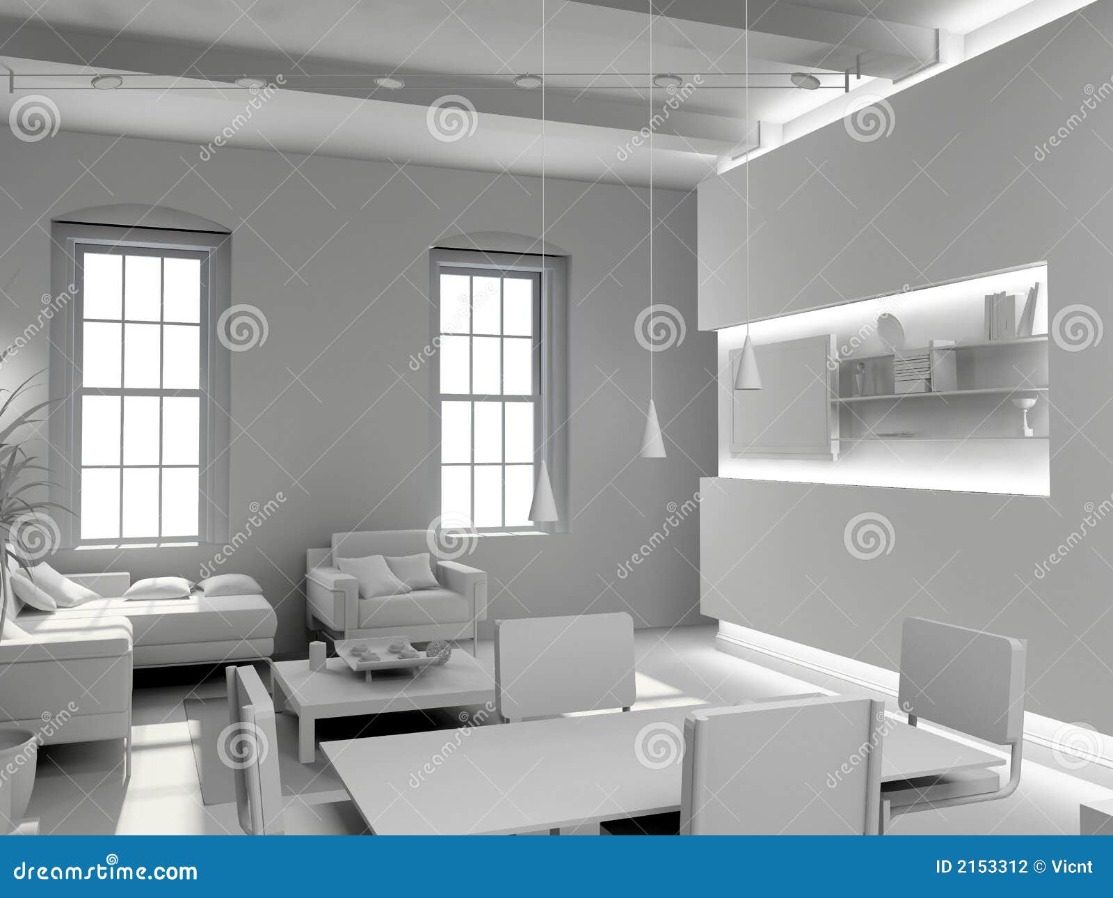 Blank modern interior stock illustration. Illustration of rooms - 2153312