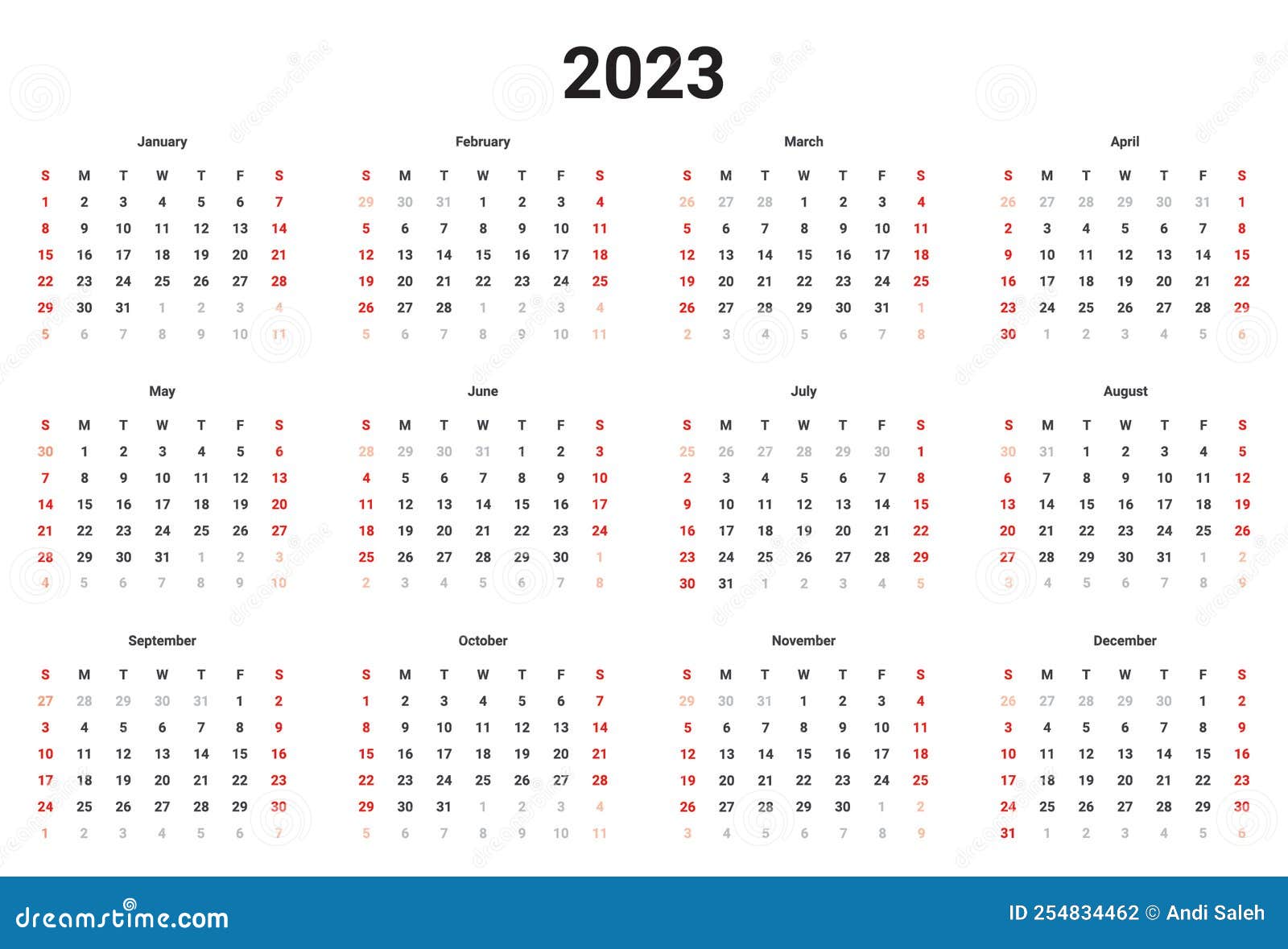 Blank Monthly Calendar Template, Undated Monthly Planner Royalty-Free ...
