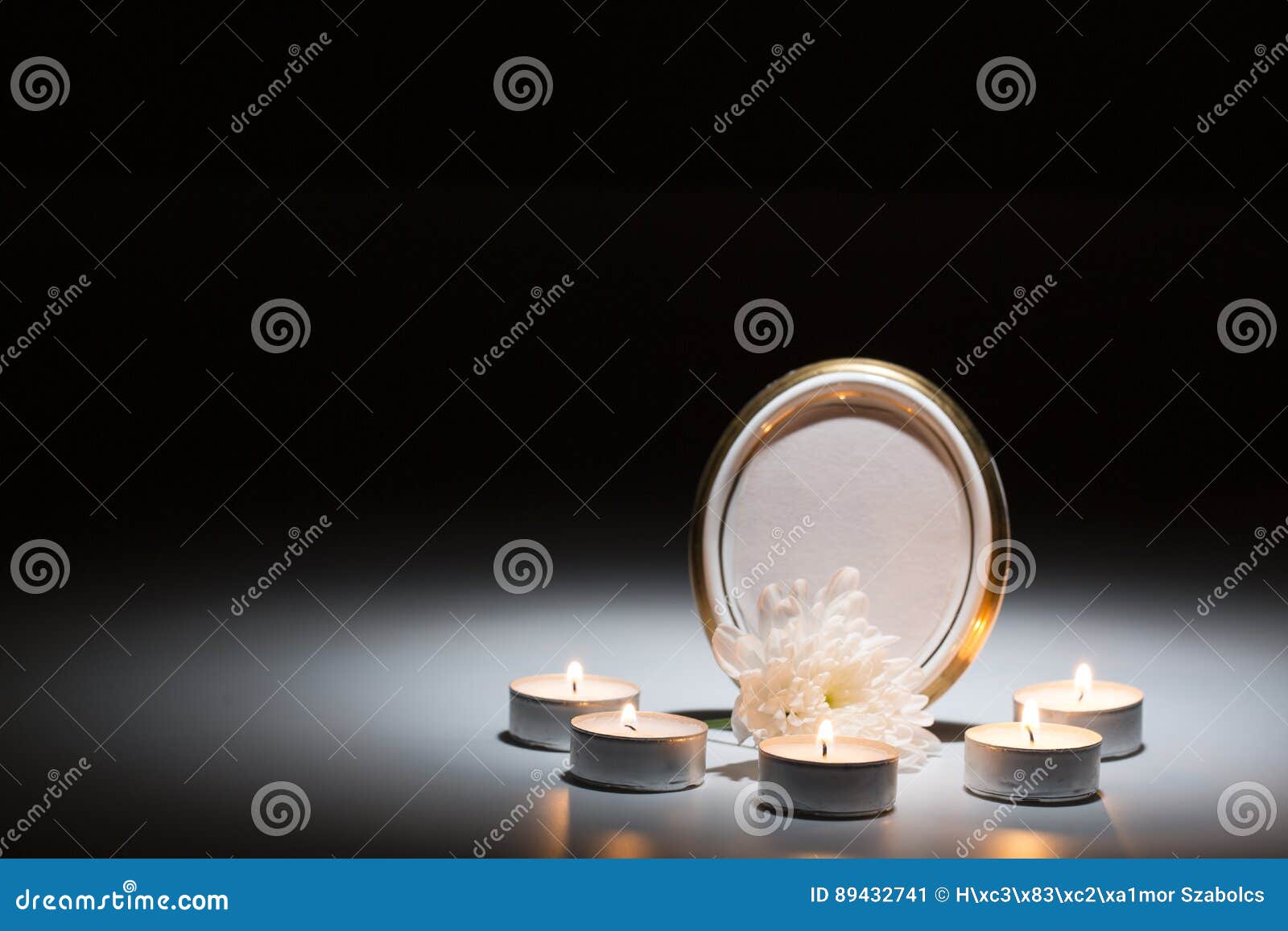 Blank Mourning Frame with Candle Stock Image - Image of mournful ...