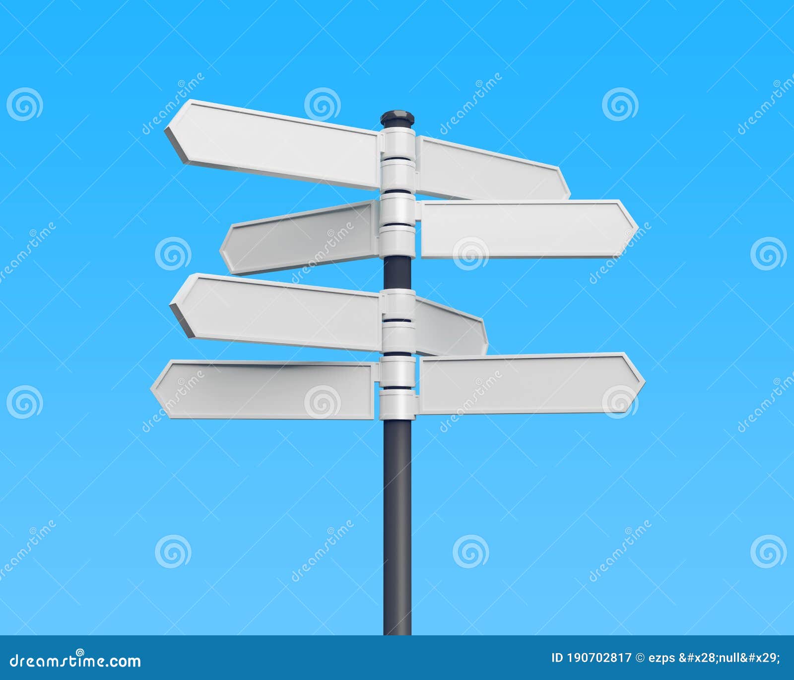 Blank Multidirectional Sign Post, 3d Illustration Stock Illustration ...