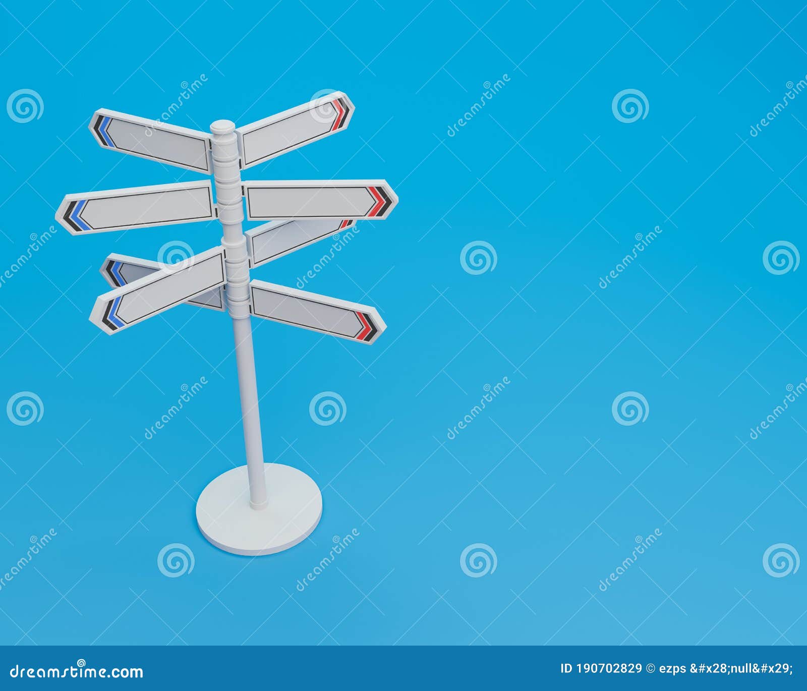 Blank Multidirectional Sign Post, 3d Illustration Stock Illustration ...