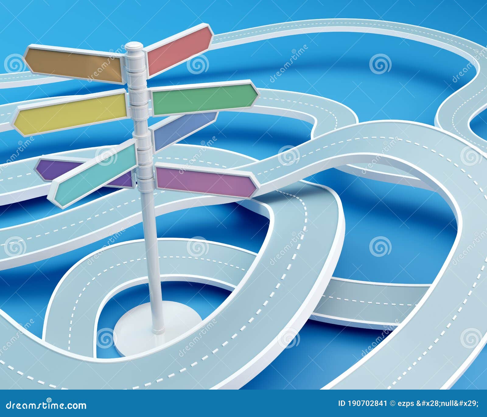 Blank Multidirectional Sign Post, 3d Illustration Stock Illustration ...
