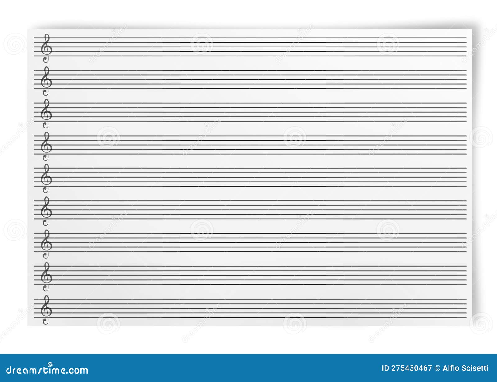Blank A4 Music Notes With Treble Clef Vector Illustration ...