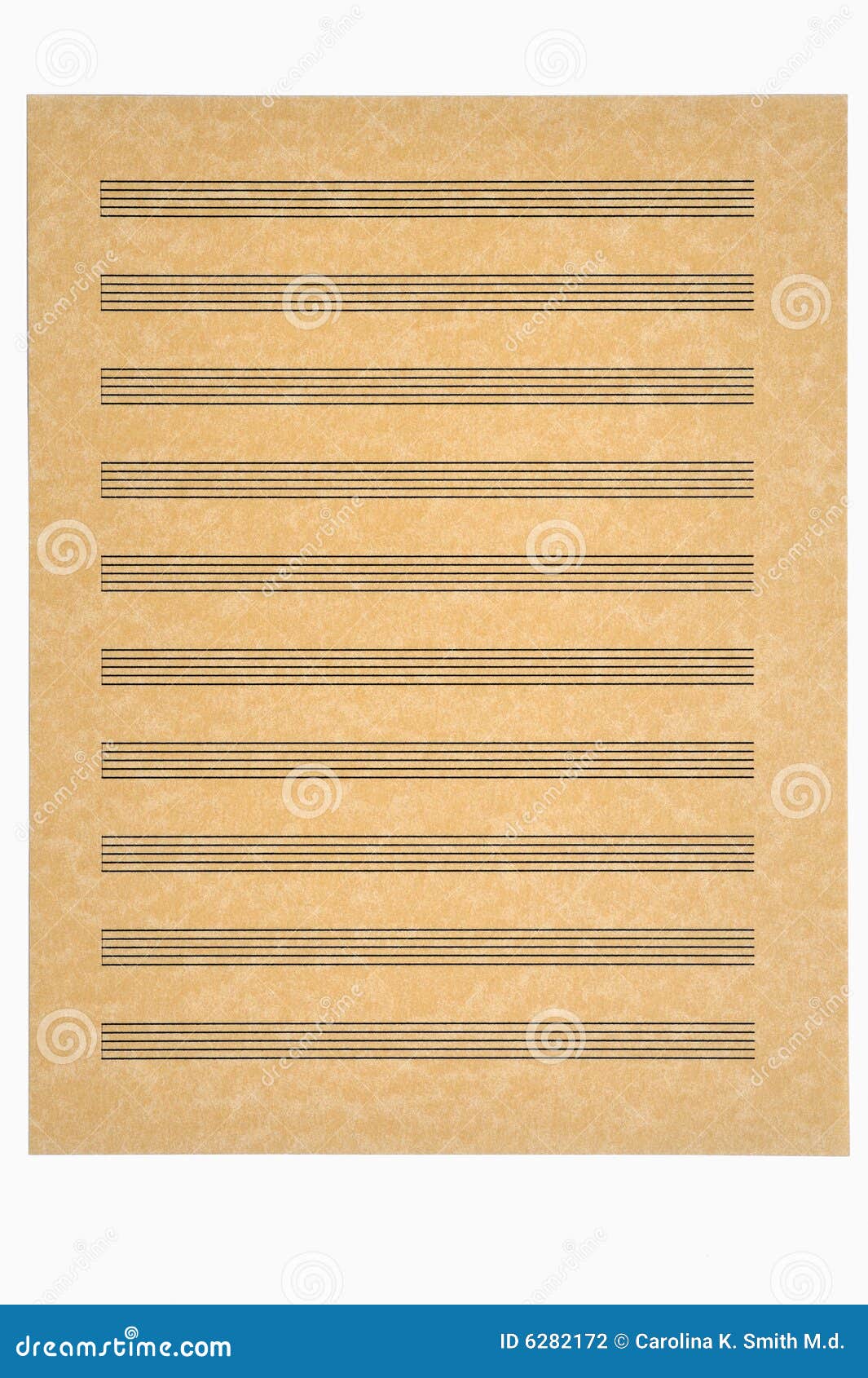 Key Of A, Blank Music Sheet On Parchment Paper Stock Photo ...