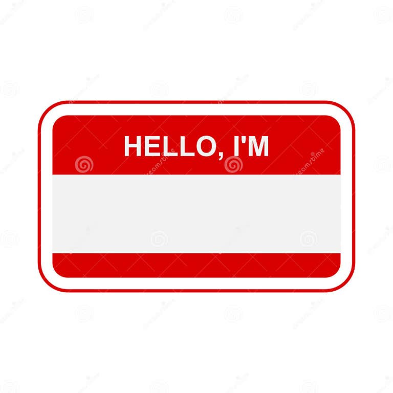 Blank Name Badge Vector Hello I M Stock Illustration - Illustration of ...