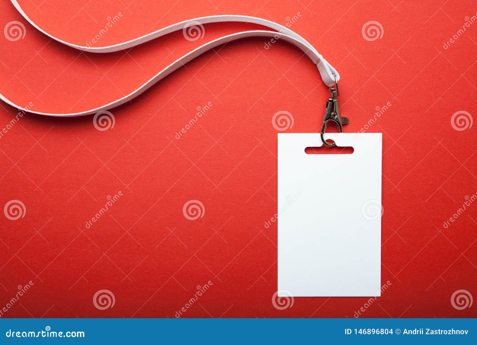 Blank Name Tag, with White Lanyard on Red. Name Tag is Blank for Your ...