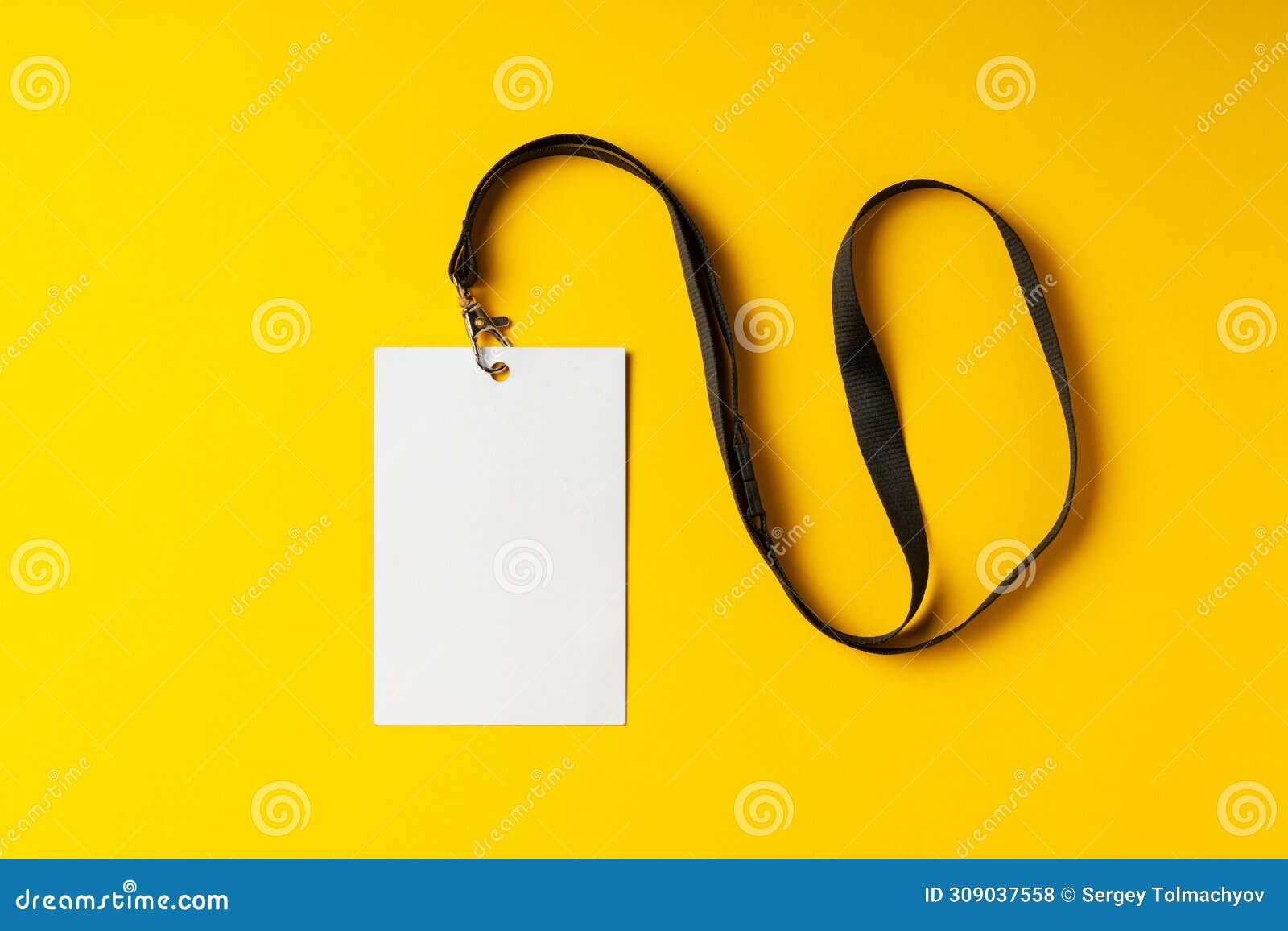 Blank Nametag on a String on Yellow Background Copy Space Stock Photo ...