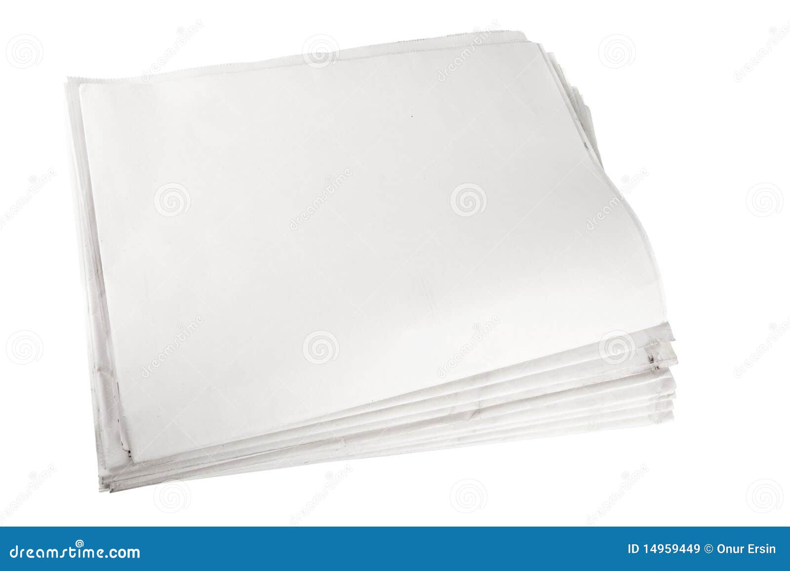 Blank Newspaper Paper on Isolated White Stock Image - Image of headline ...