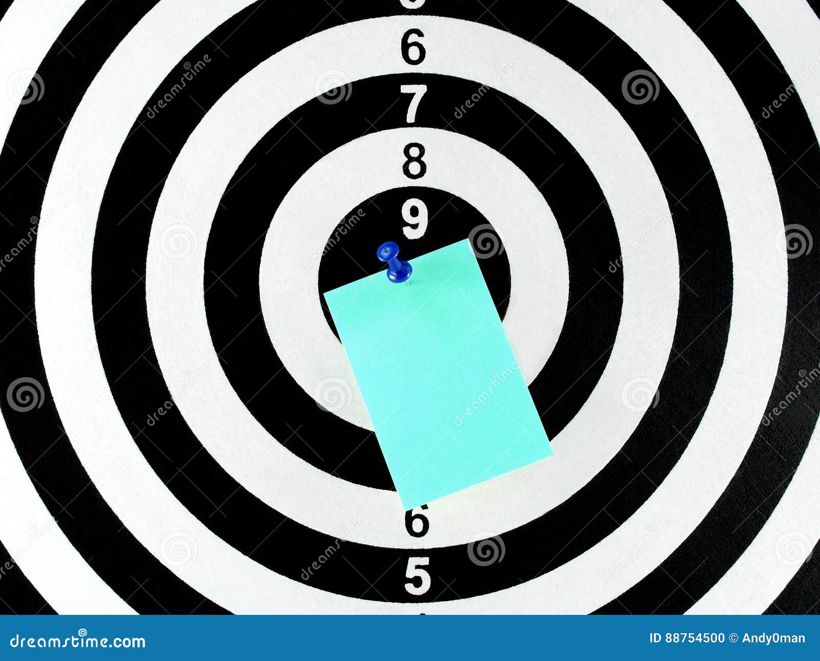 Close Up Blank Blue Paper Note with Dark Blue Push Pin Tacking on ...