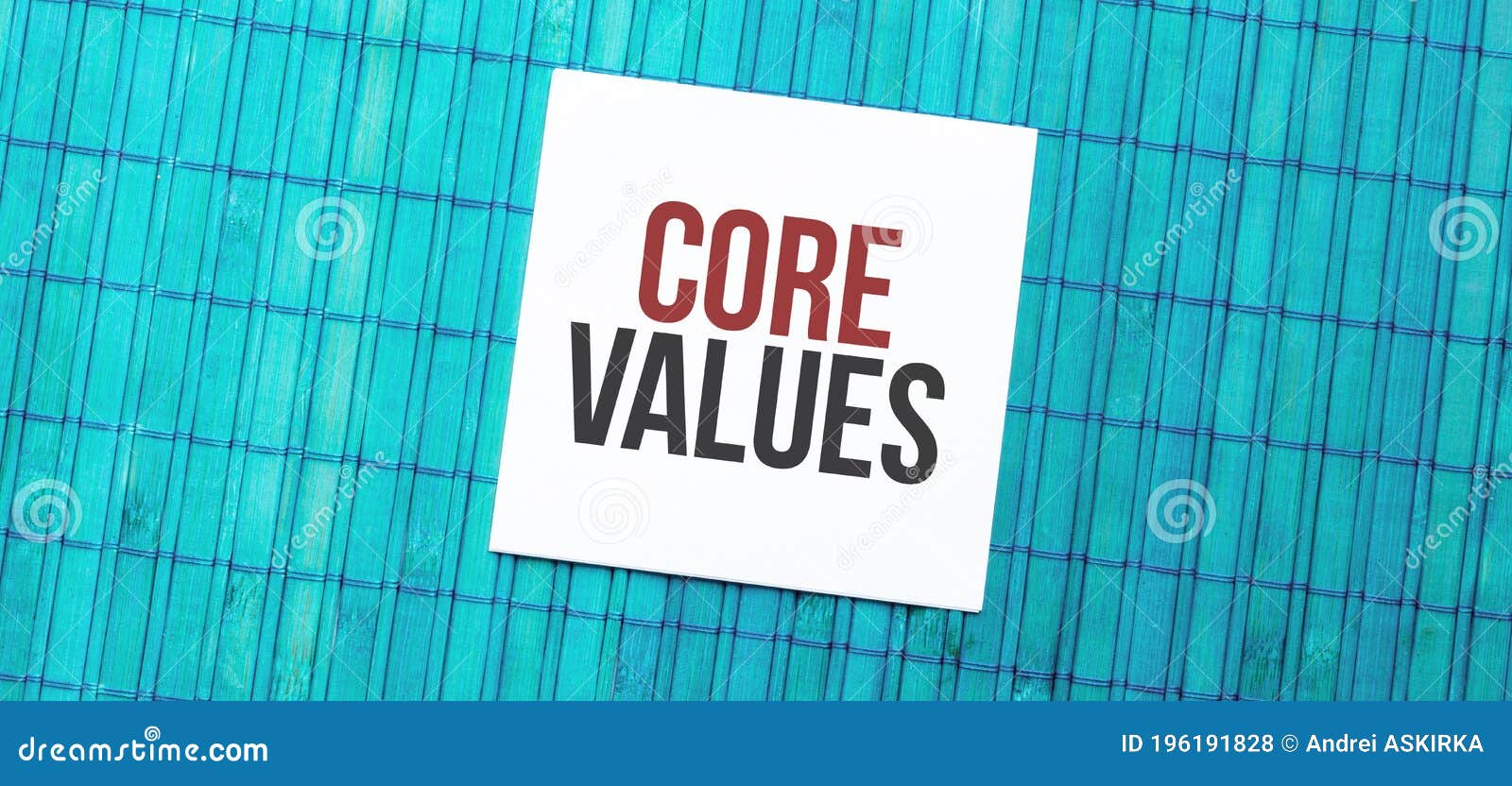 Blank Note Pad with Text CORE VALUES on Blue Wooden Background Stock ...