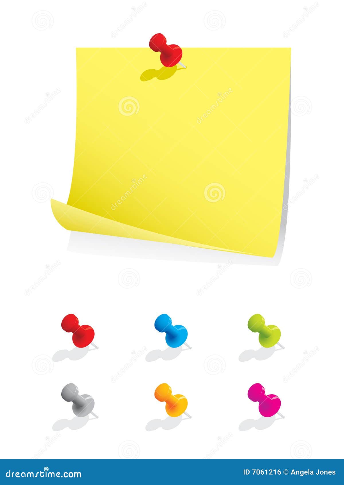 Blank Note Paper with Colourful Pins Stock Vector - Illustration of ...