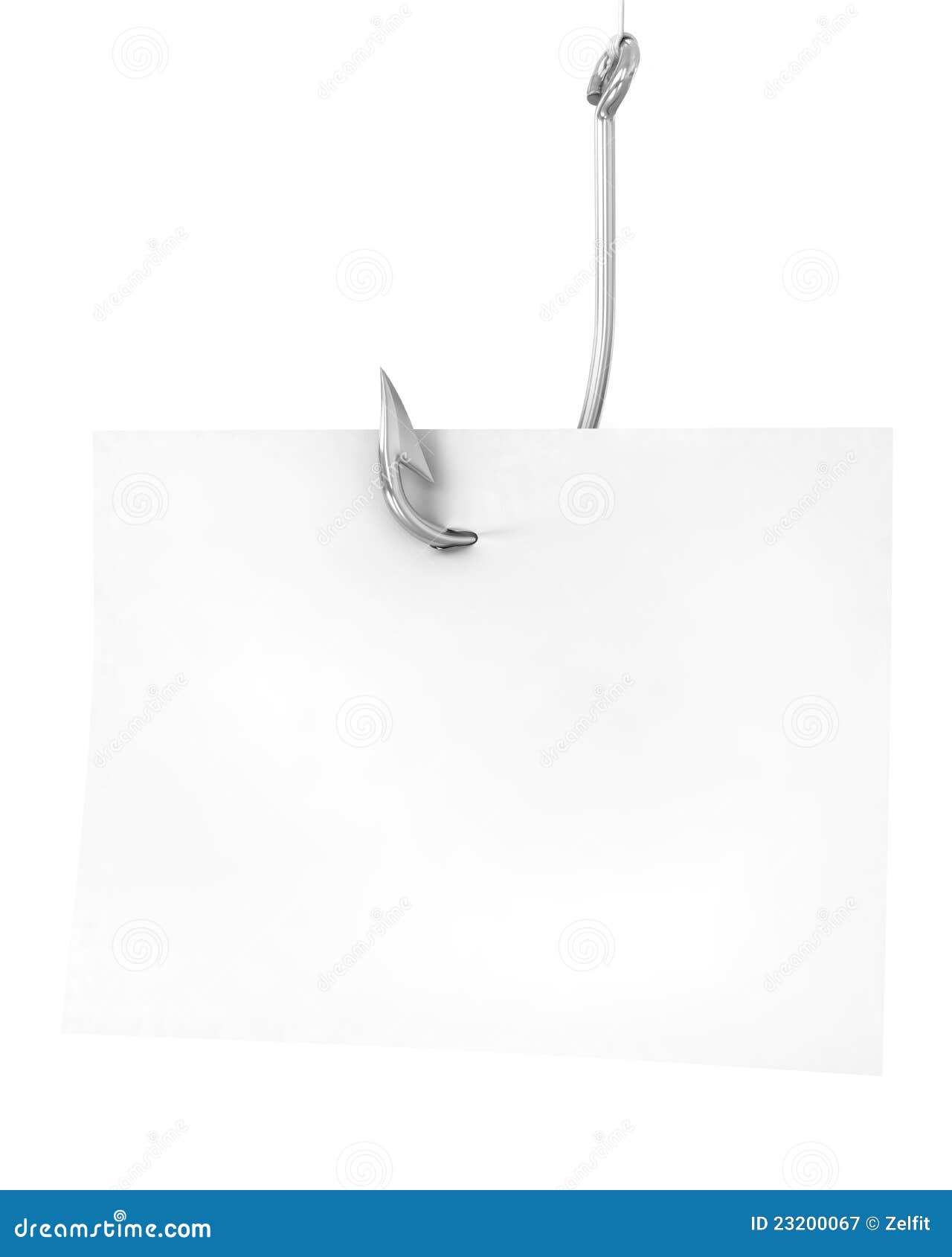 Blank Note Paper on a Fishing Hook Stock Illustration - Illustration of ...