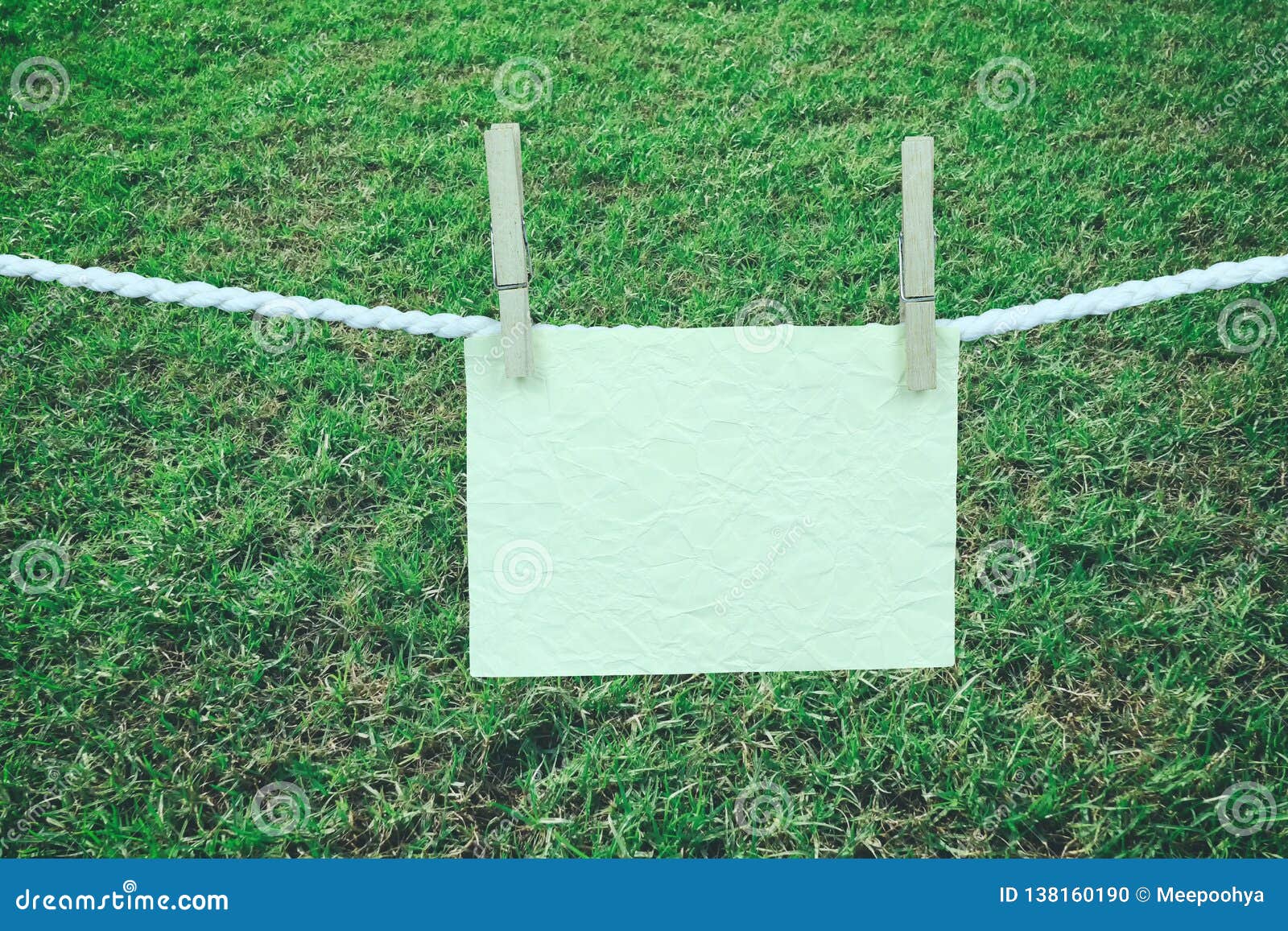 Blank Note Paper Hanging on the Rope Stock Photo - Image of line, empty ...
