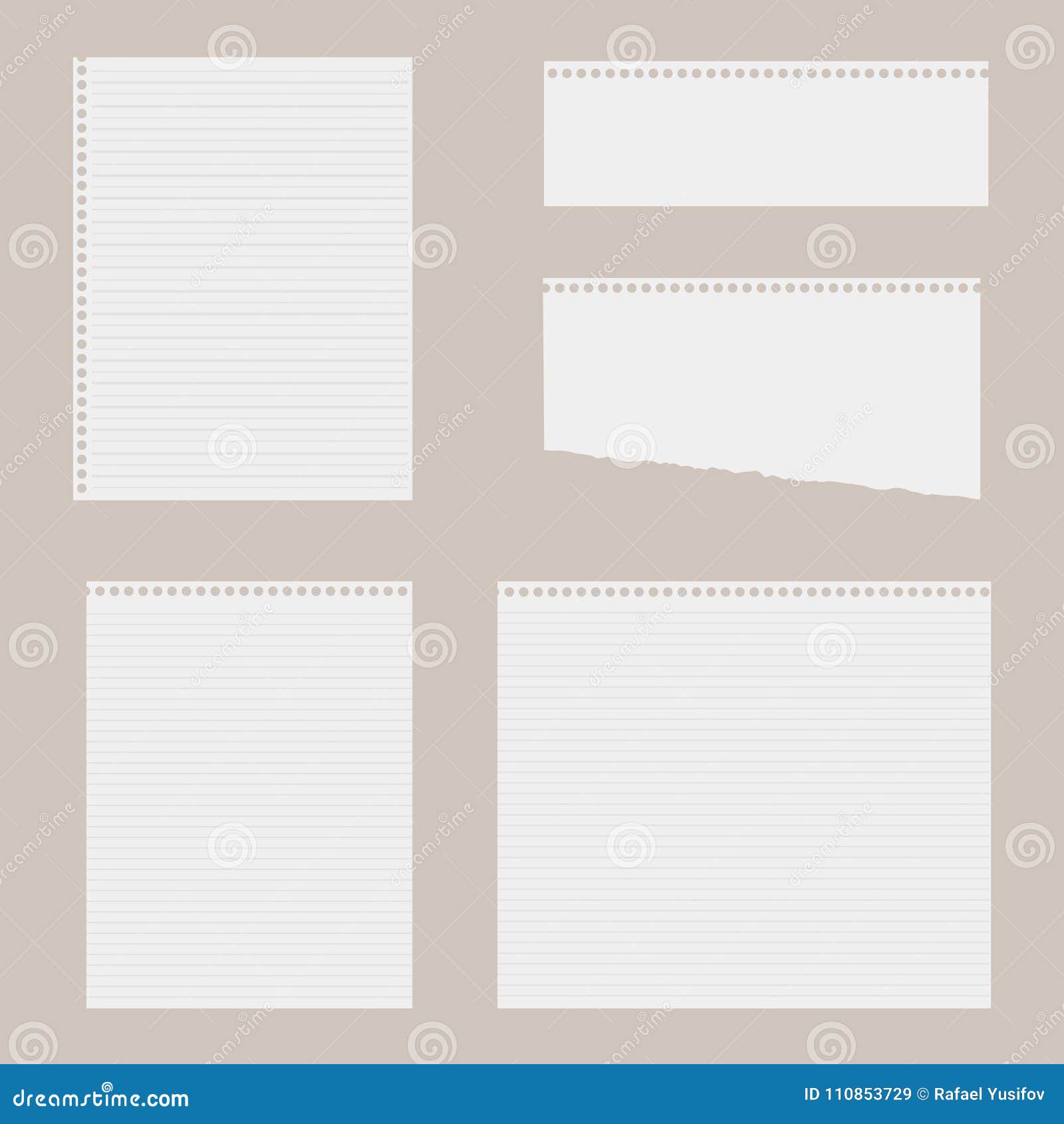 Blank of Note Paper, Notebook Sheet with Holes. Vector. Stock Vector ...