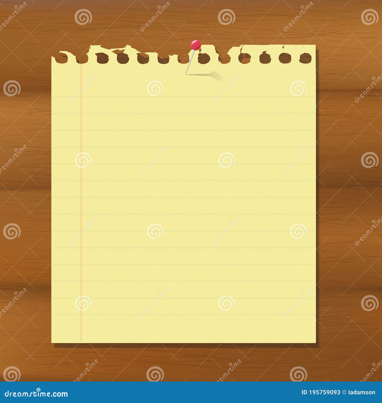 Blank Note Paper on Wooden Brown Background Stock Vector - Illustration ...
