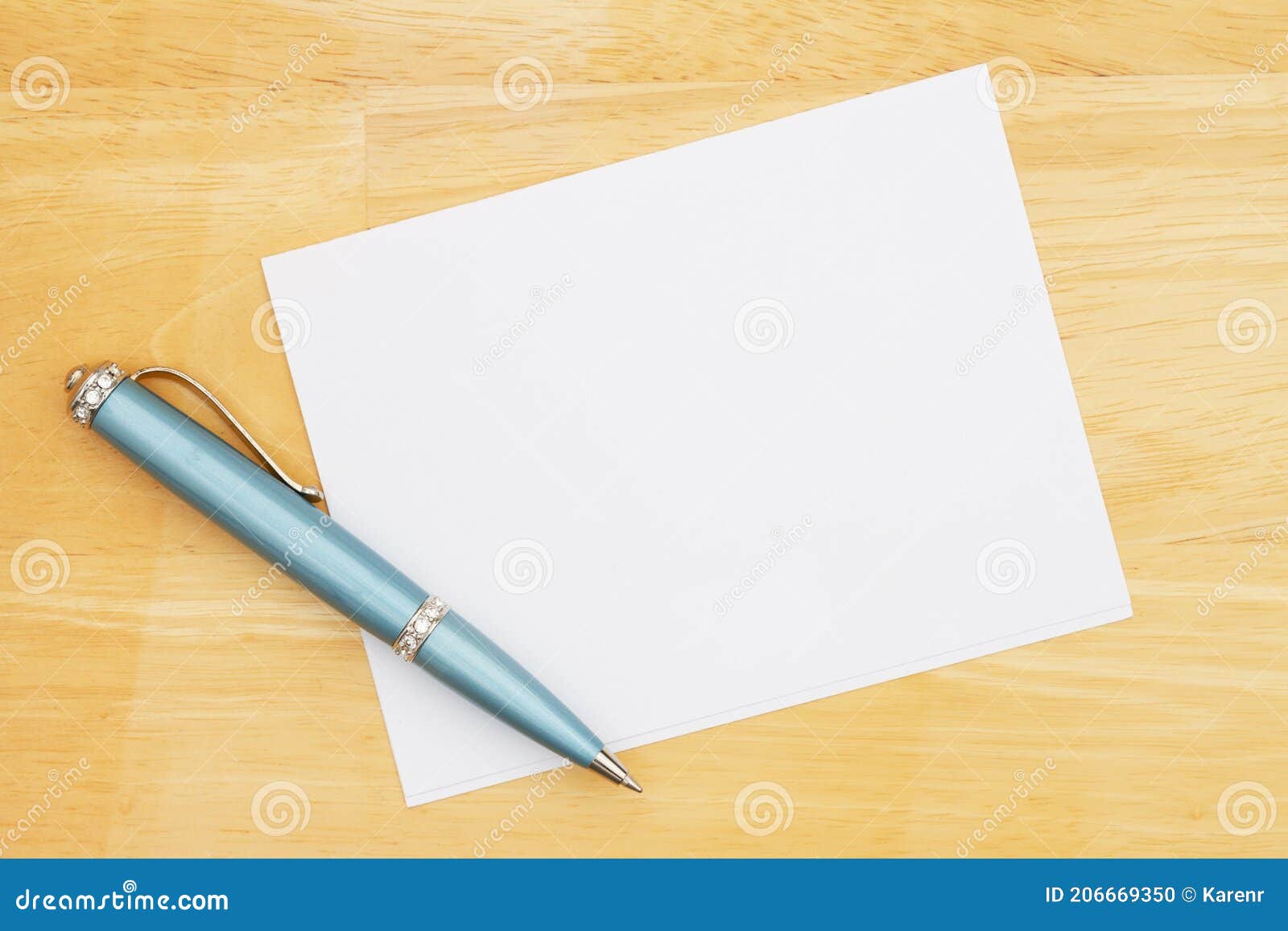 Blank Note with a Pen on a Desk Stock Photo - Image of greeting, mock ...