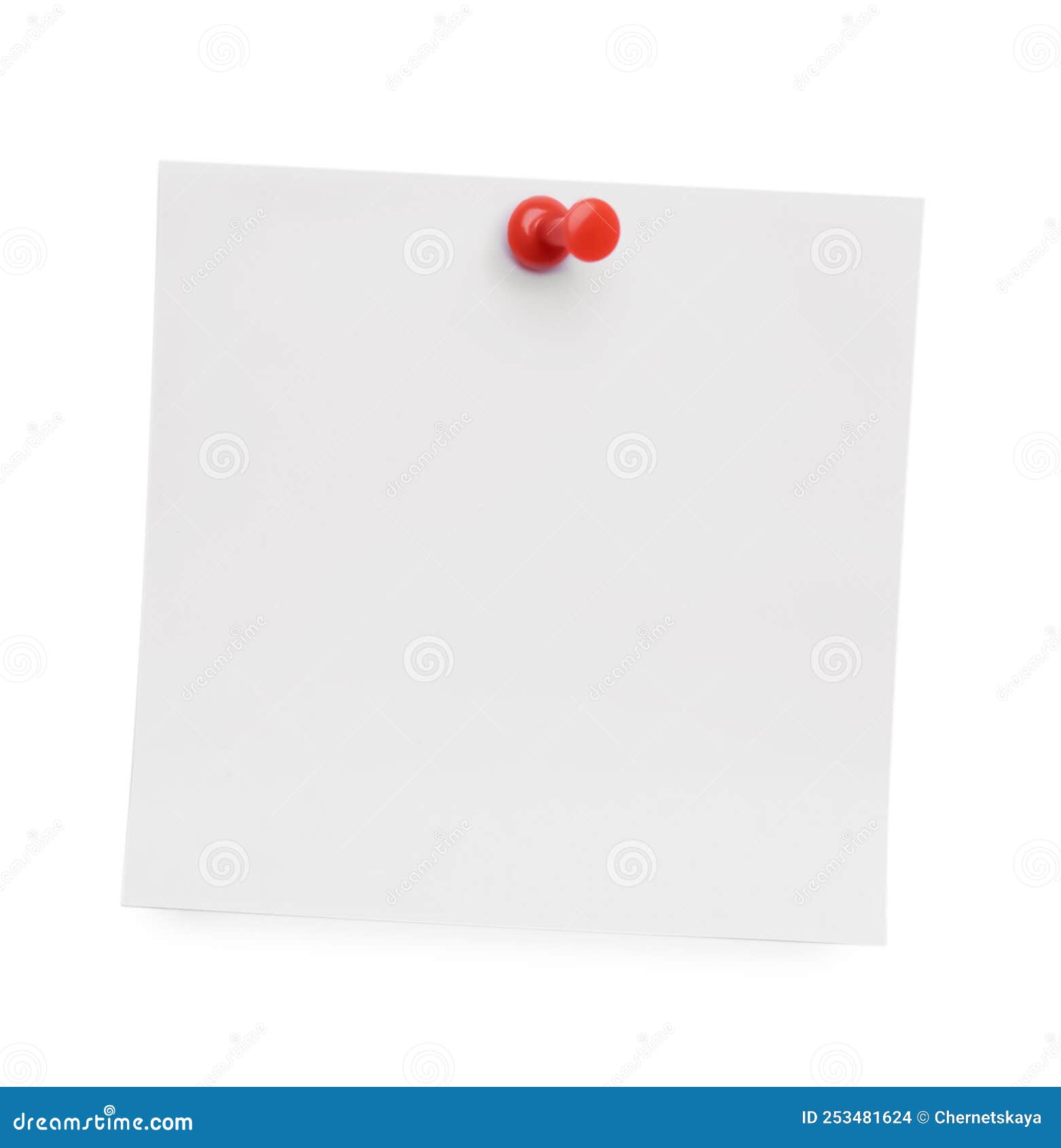 Blank Note Pinned on White Background, Top View Stock Photo - Image of ...