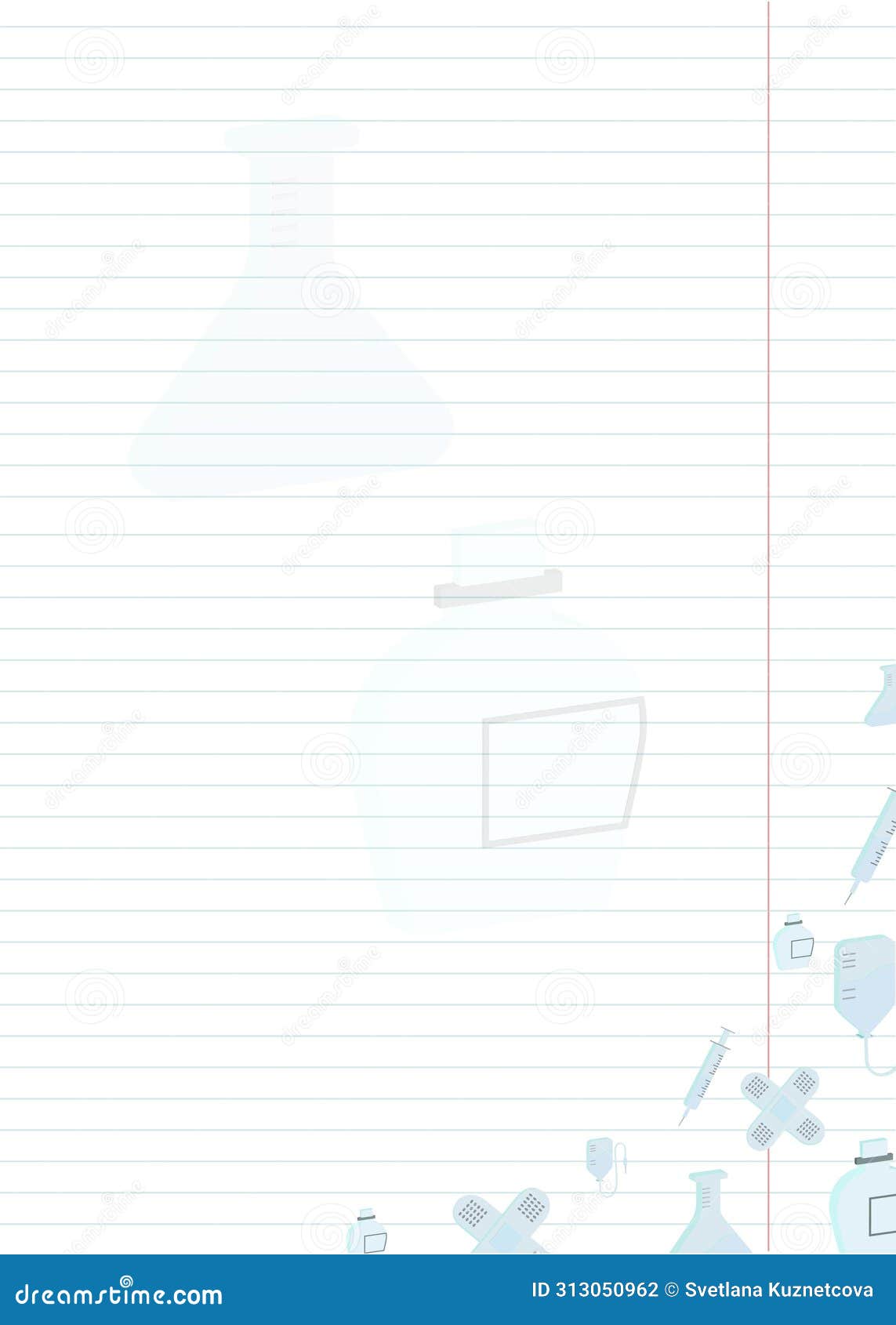 Blank Note Sheet with Medical Icons Stock Vector - Illustration of ...