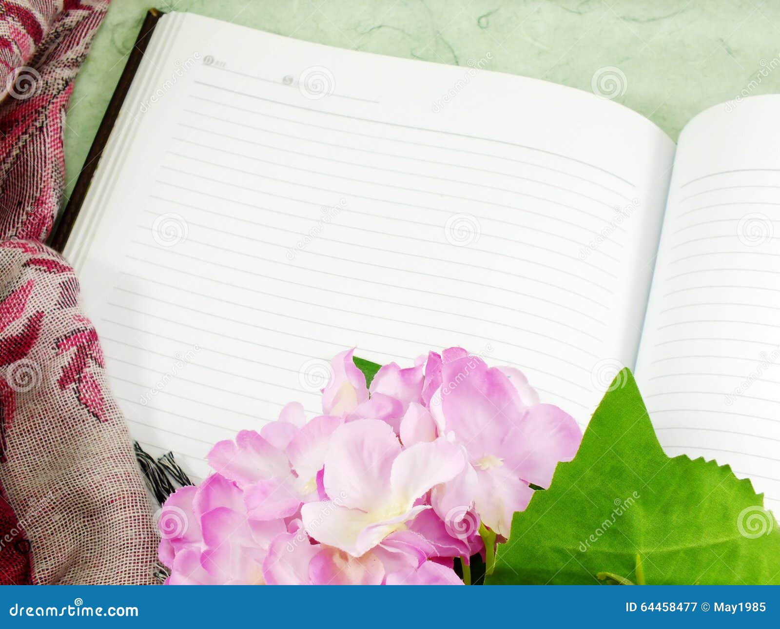 Blank Notebook with Beautiful Artificial Flower Stock Image - Image of ...