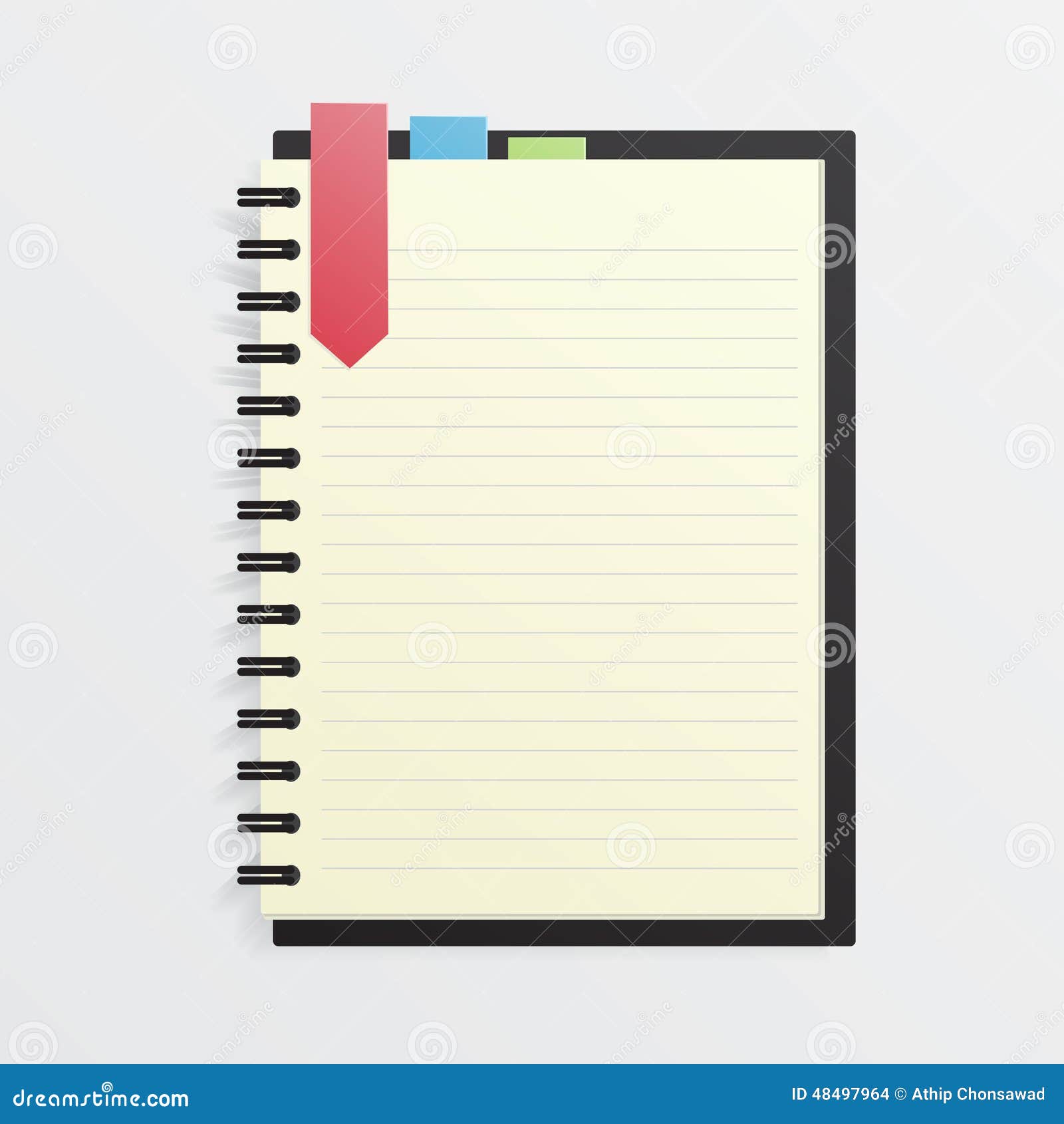 Blank Notebook with Bookmark Stock Vector - Illustration of page, mark ...