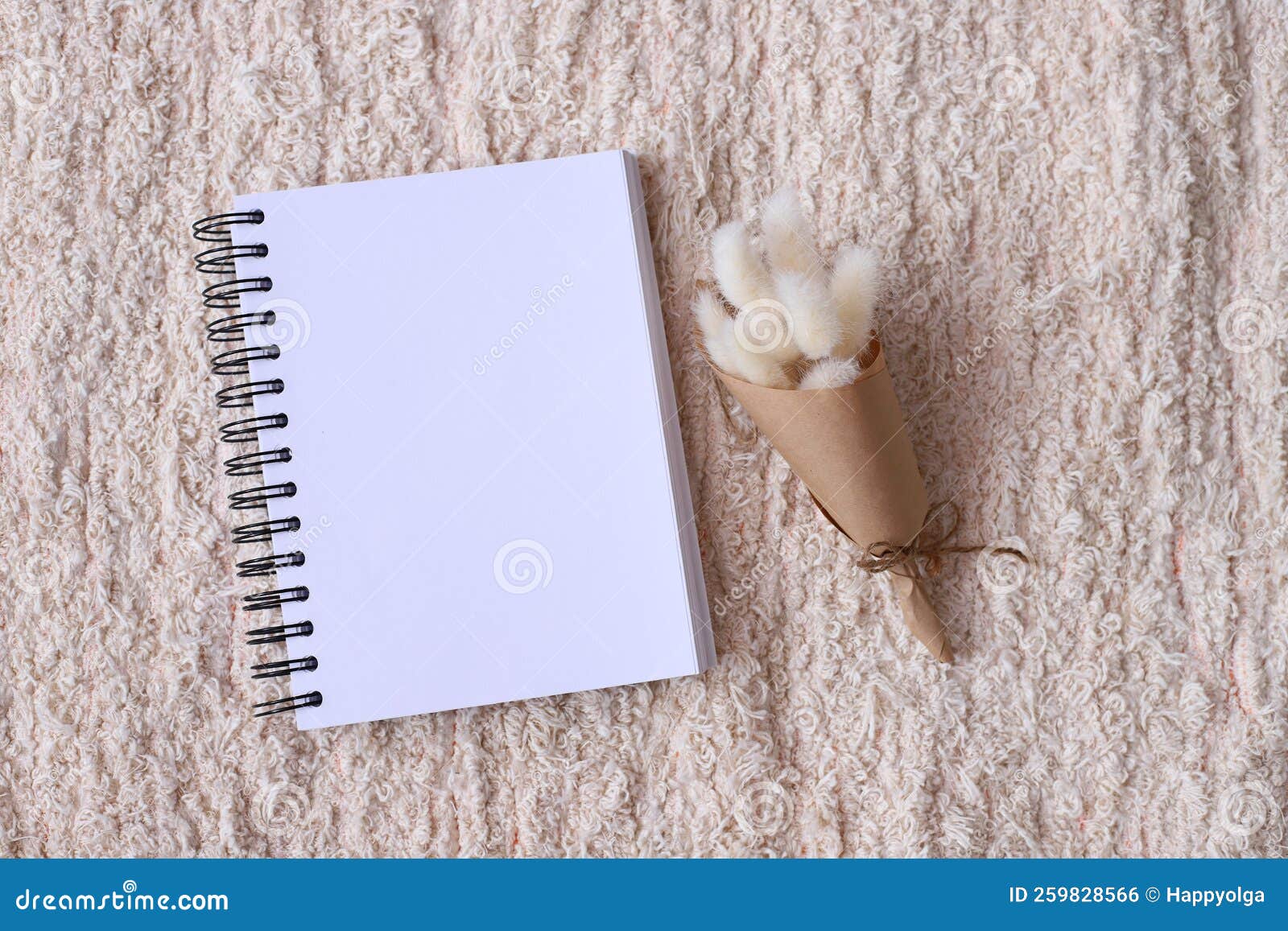 Blank Notebook with Dried Flower Stock Photo - Image of flower, modern ...