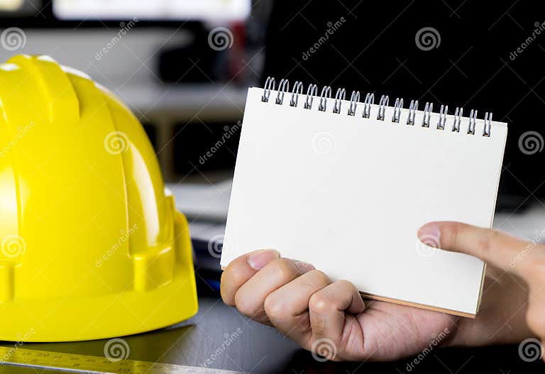 Blank Notebook in Engineer Office Stock Photo - Image of notebook ...