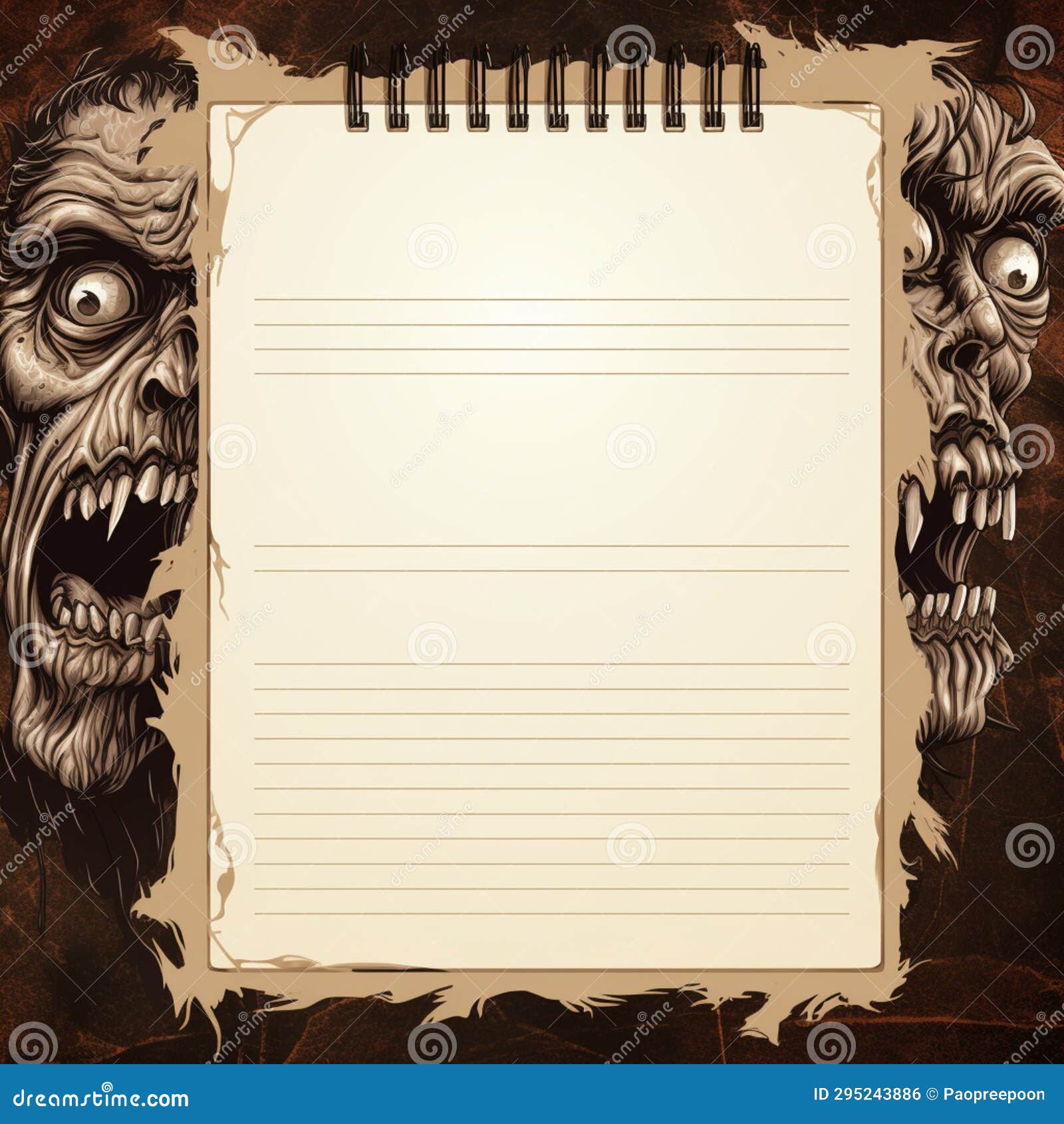 Blank Notebook Frame Halloween Theme, Vampire, Mummy, Werewolf Stock ...