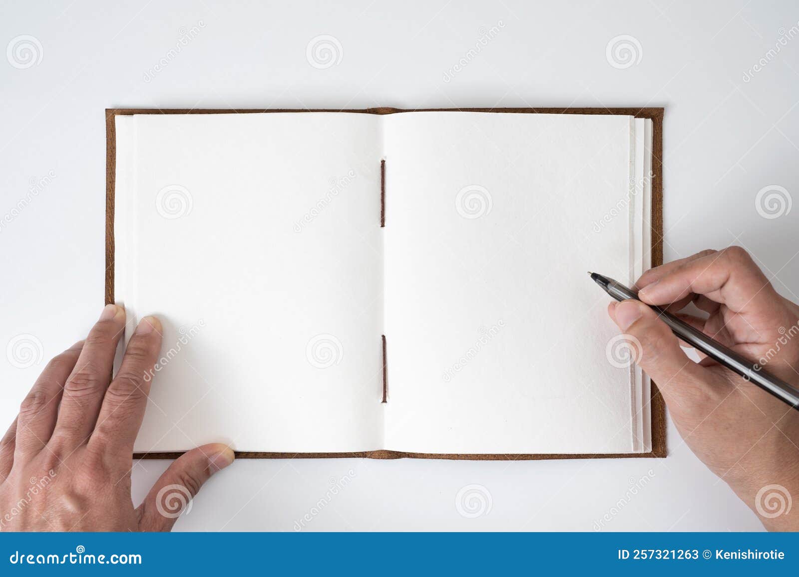 Blank Notebook with Hand Holding Pen Stock Image - Image of organizer ...