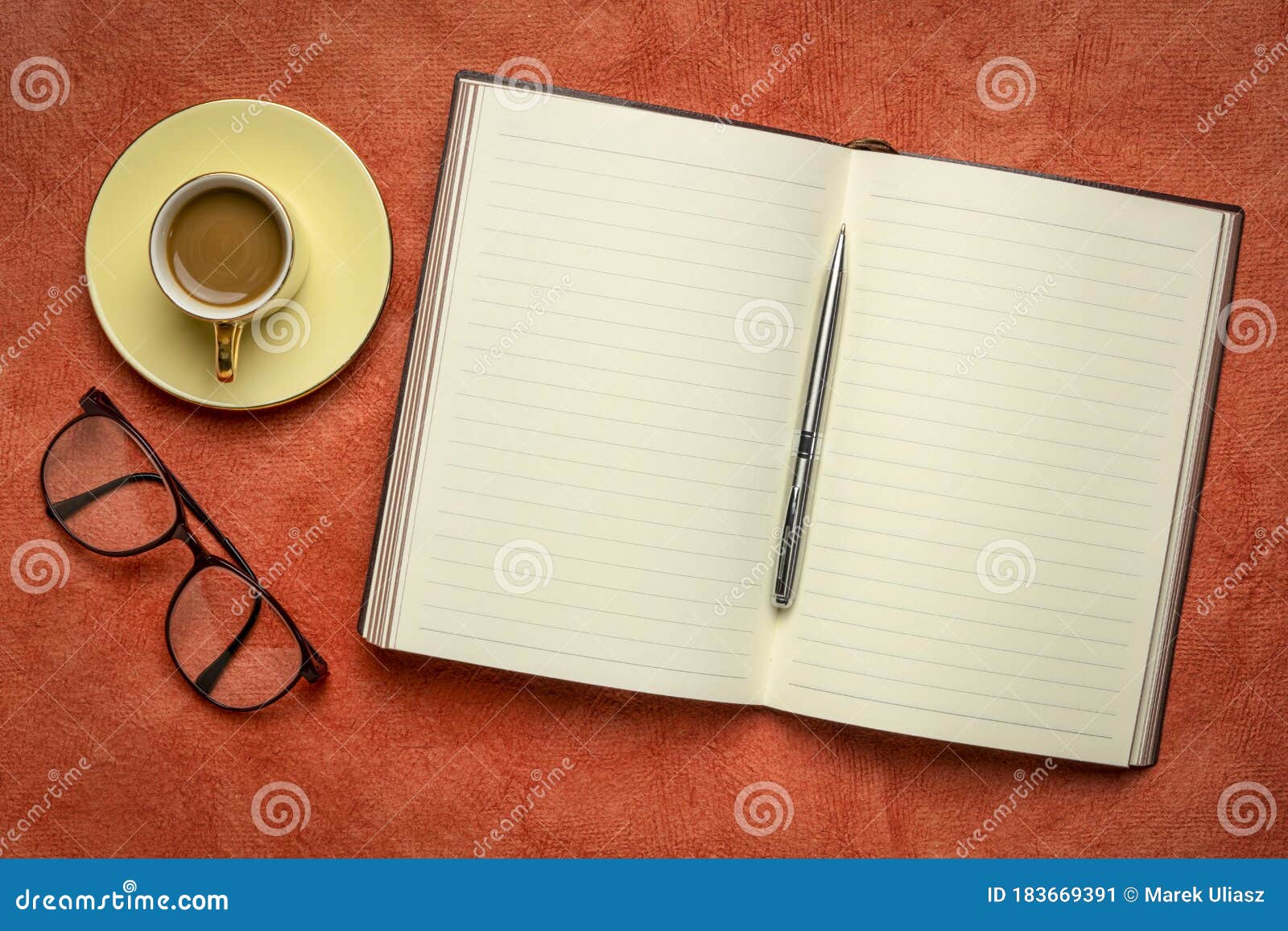 Blank Notebook or Journal with Coffee Stock Image - Image of ruled ...