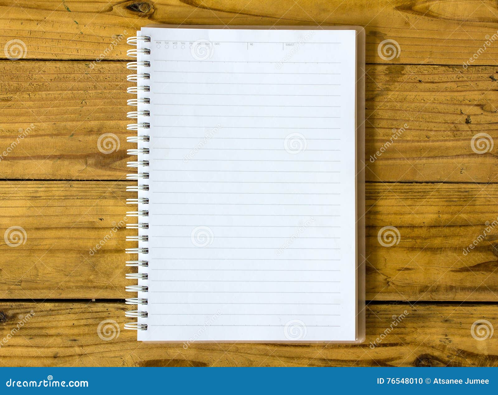 A Blank Notebook Page on Table Wood Office Notebook Top View for Stock ...