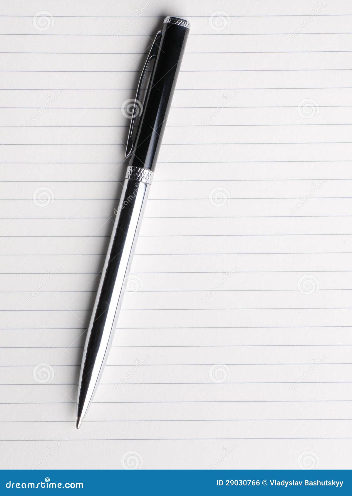Blank Notebook Paper with Pen. Isolated on White Stock Photo - Image of ...