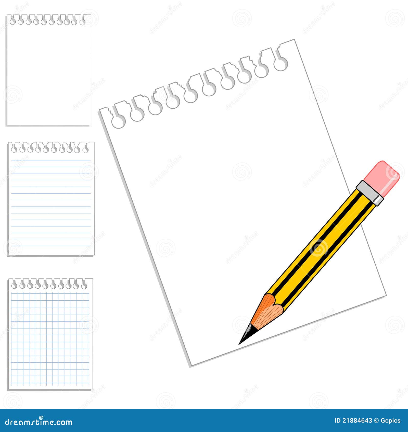 Blank Notebook Paper & Pencil Stock Vector - Illustration of notebook ...