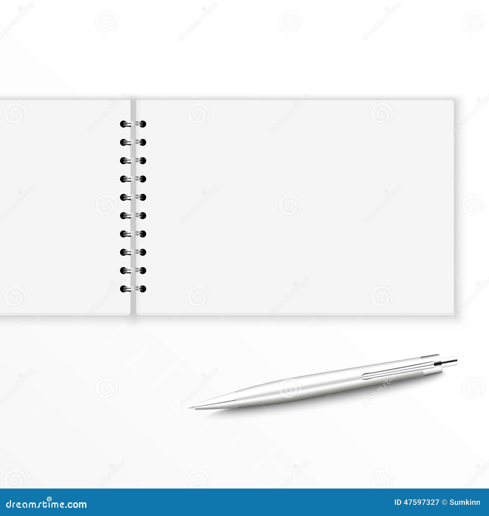 Blank notebook with pen. stock vector. Illustration of closeup - 47597327