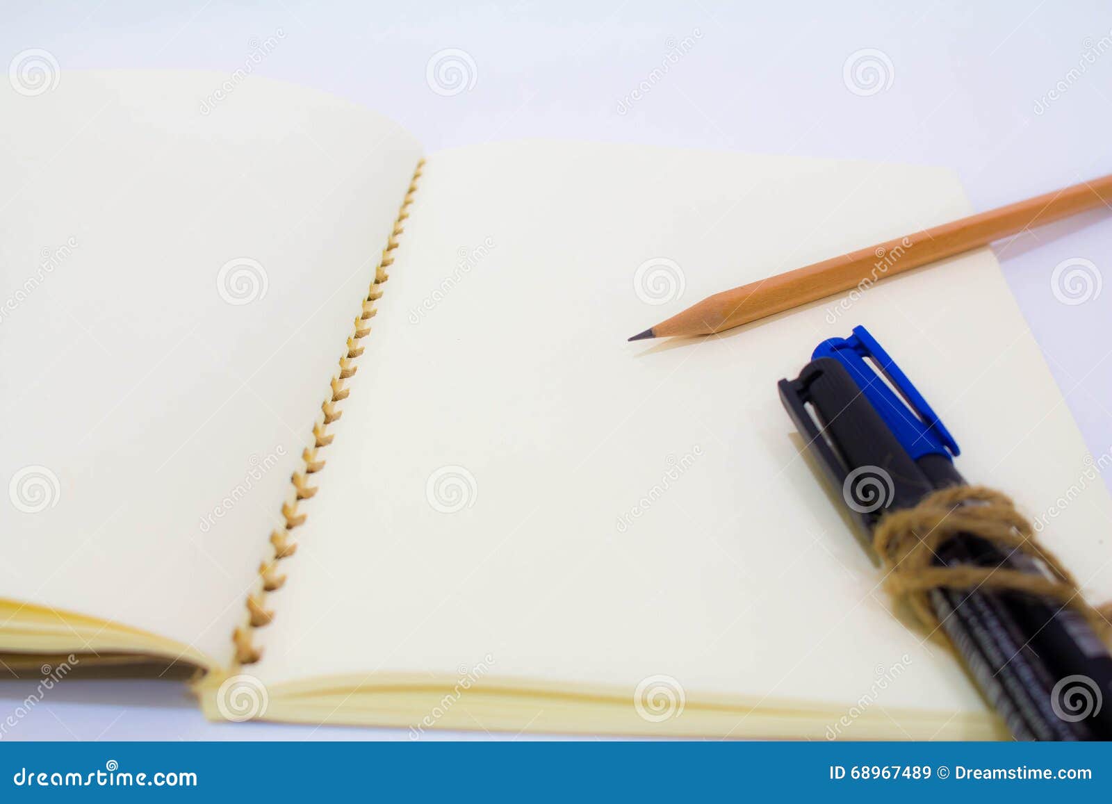 Blank Notebook with Pen and Pencil Stock Image - Image of concept ...